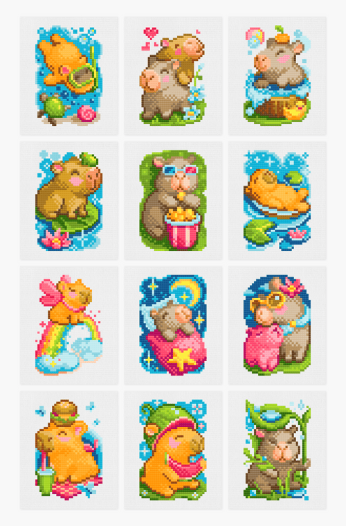 Capybara Set | Diamond Painting Mini Kit